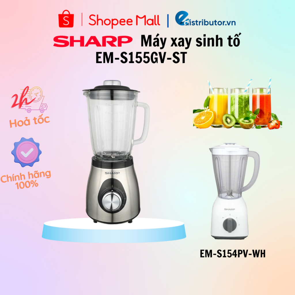 Máy Xay Sinh Tố Sharp EM-S155GV-ST/EM-S154PV-WH – Hàng Chính Hãng | Shopee Việt Nam