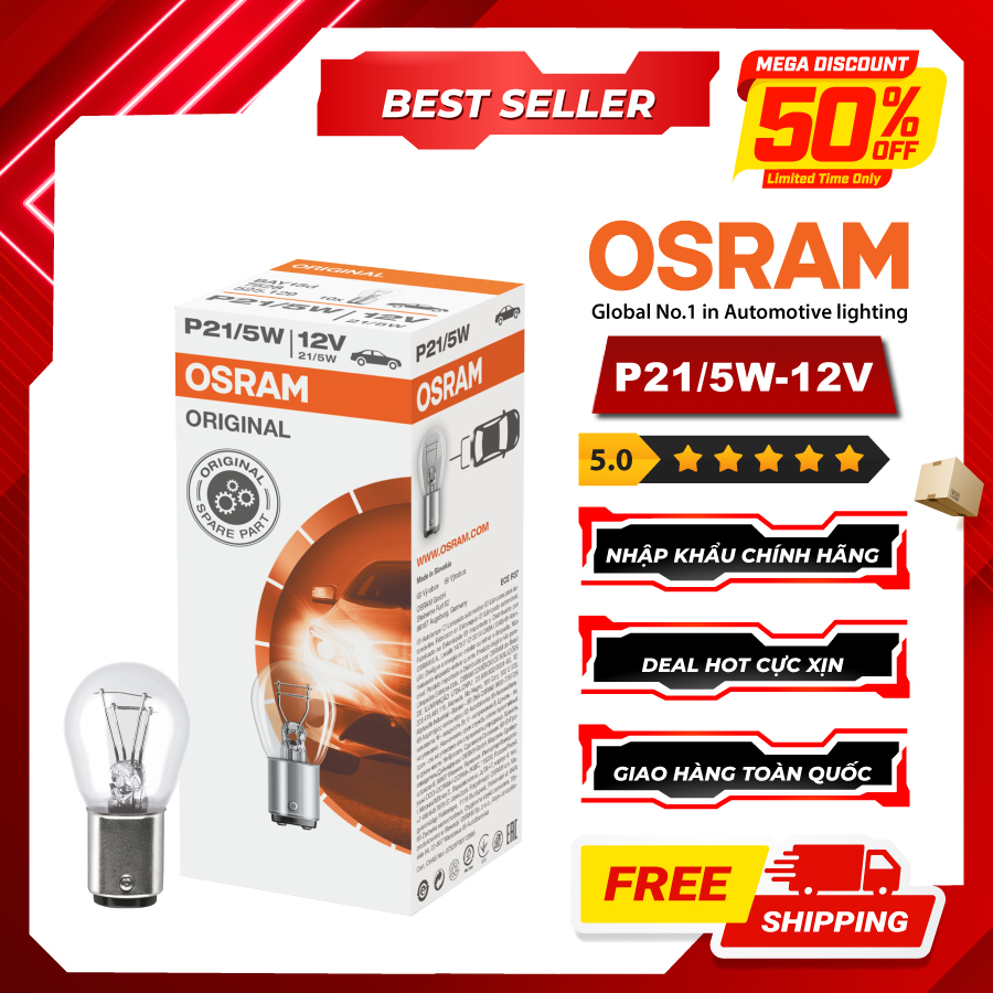 Combo 10 Bóng Đèn Sau 2 Tim OSRAM Original P21/5W 12V 21/5W (Chân Cao Thấp) - Nhập Khẩu Chính ...
