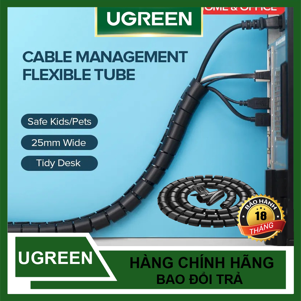 Dây ống xoắn PE Ugreen LP121 30818 30819 30820 bảo vệ các loại dây an toàn tiện dụng ( đường ...