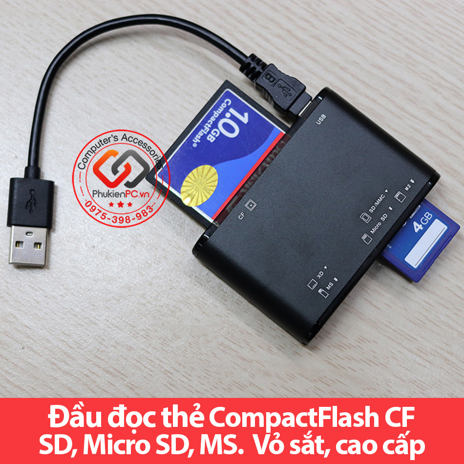 Card Reader đa năng, đầu đọc thẻ nhớ Compact Flash CF máy CNC, Micro SD ...