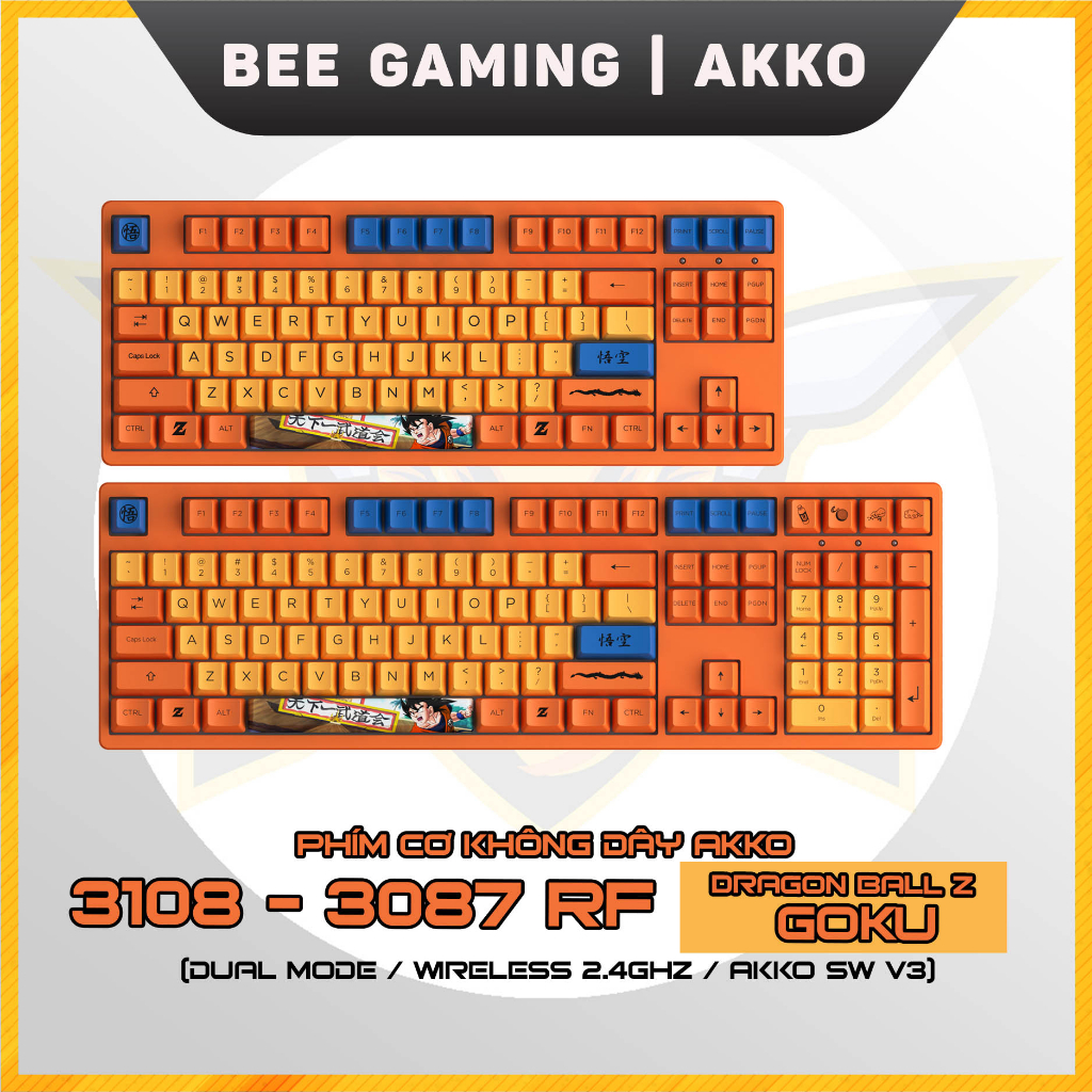 Bàn phím cơ không dây AKKO 3108 RF Dragon ball Z Goku - 3087 RF Dragon ...