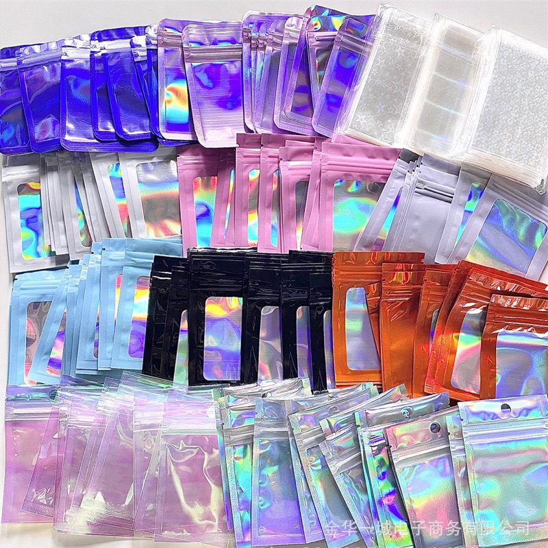 (SET 5 TÚI) Túi zip hologram mini size 6x10cm màu pastel | Shopee Việt Nam