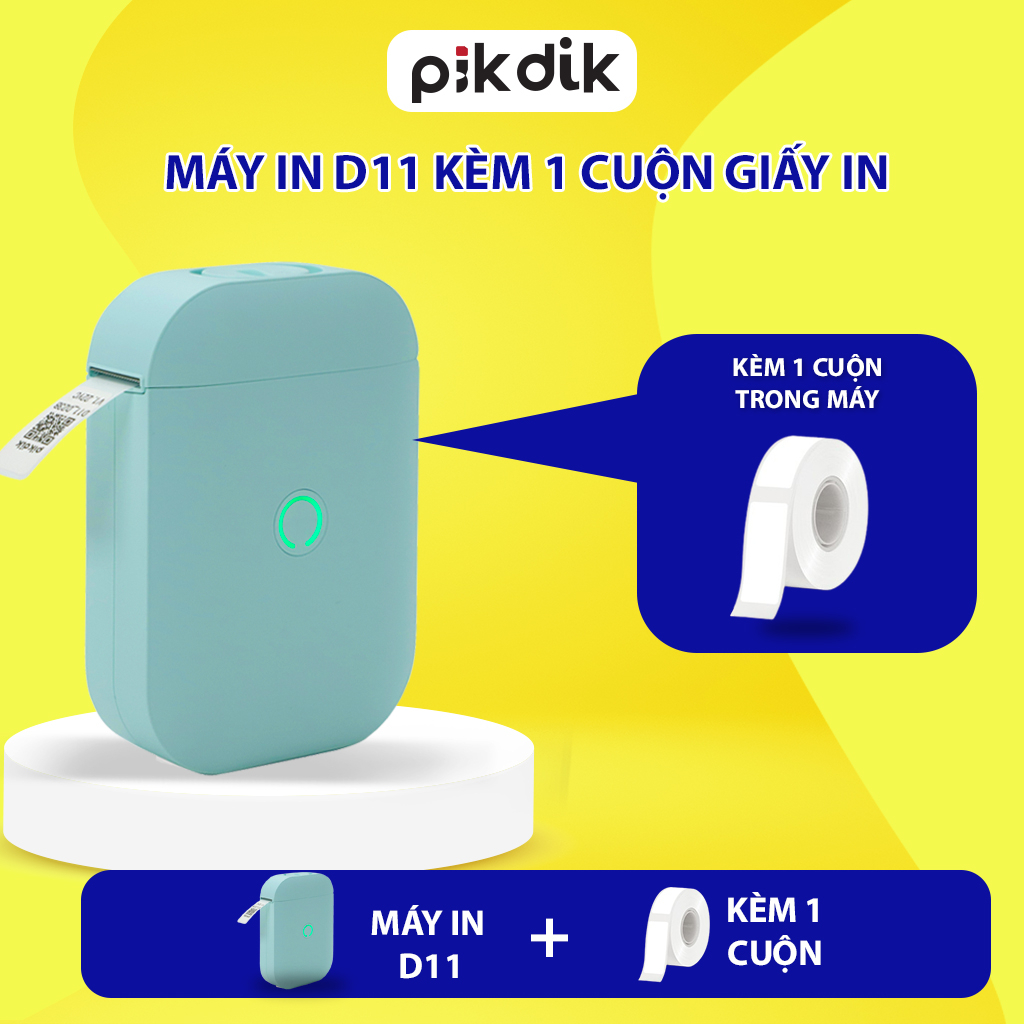 Máy in nhiệt mini cầm tay bluetooth PIKDIK D11 in mã QR, barcode mã ...
