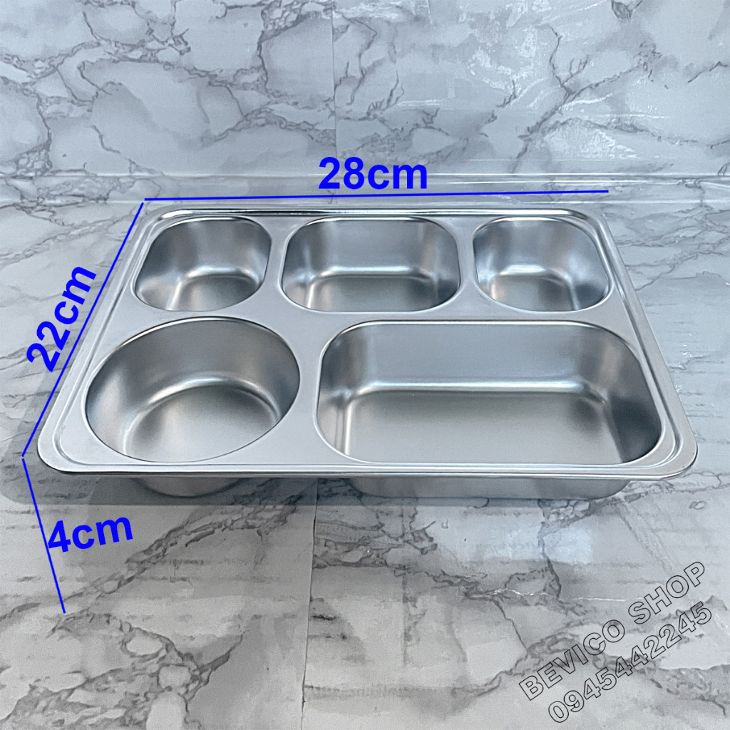 Khay cơm inox 5 ngăn | inox 304 | có nắp đậy | Shopee Việt Nam