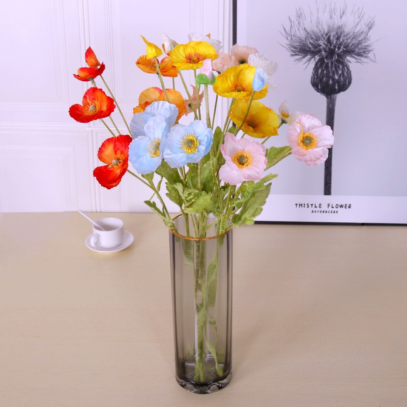 Hoa poppy giả, hoa lụa anh túc đẹp cao cấp trang trí, decor phòng 1 ...
