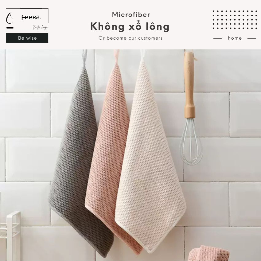 Khăn lau tay treo bếp vải microfiber có móc treo sang trọng, khăn lau ...