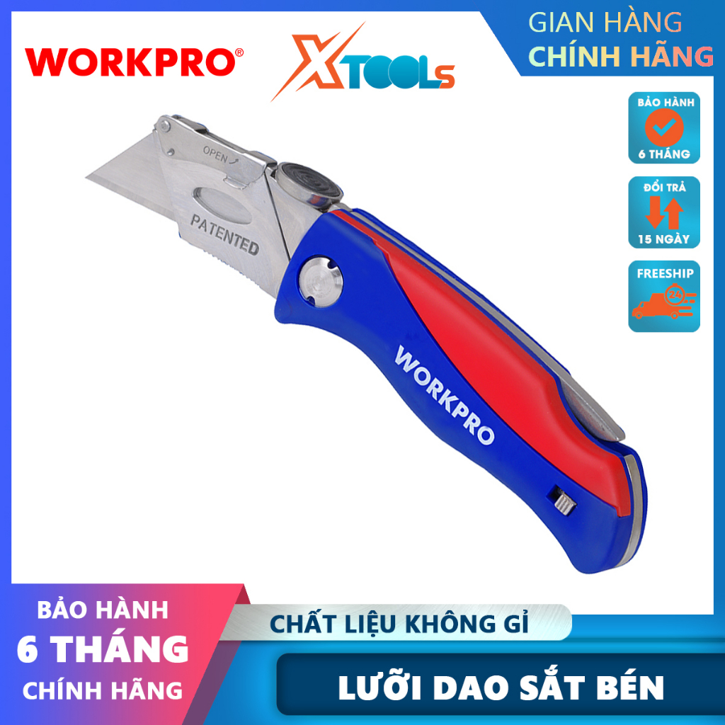 Dao gấp tiện ích có lưỡi cắt gấp gọn, có thể thay thế lưỡi dao nhanh chóng Workpro - WP211006 ...