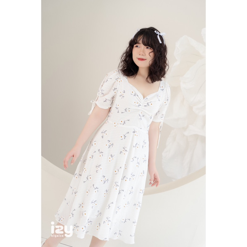 VÁY ĐẦM BIGSIZE HOA TRẮNG TAY NƠ VANILLA DRESS - 23V17 - IZYBYNHI | Shopee Việt Nam