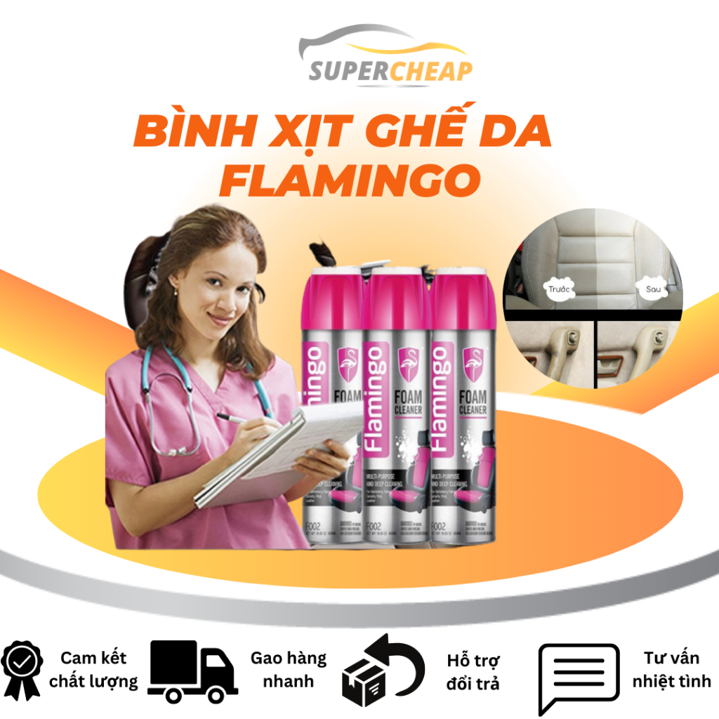 Xịt bọt chính hãng Flamingo 650ml F002 vệ sinh nội thất ô tô tẩy vết ...