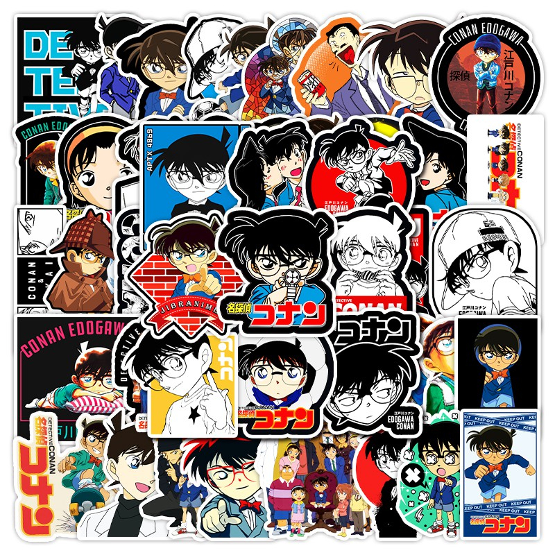 Set 50 chiếc sticker chống nước THÁM TỬ LỪNG DANH CONAN SHINICHI dán mũ ...