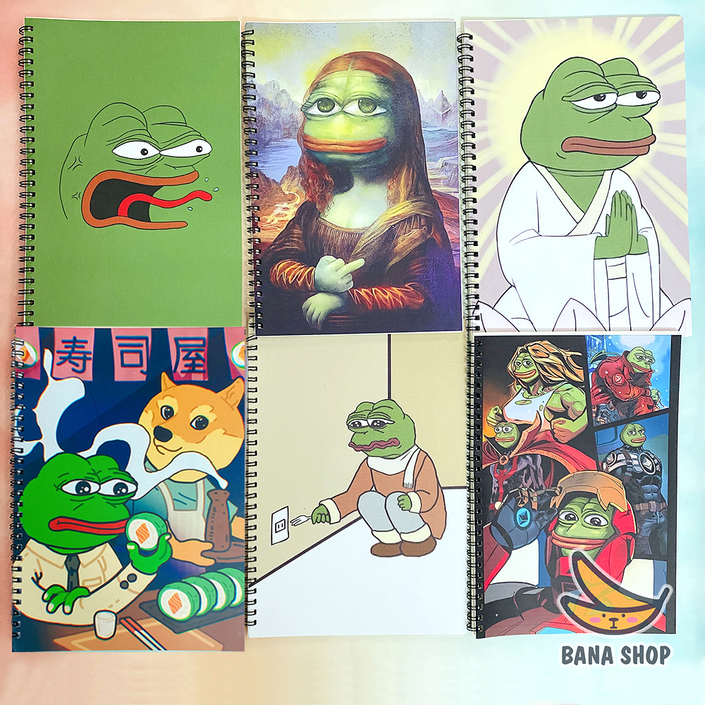 Sổ lò xo size lớn B5 60 trang ếch xanh Pepe the frog siêu bựa vozer ...