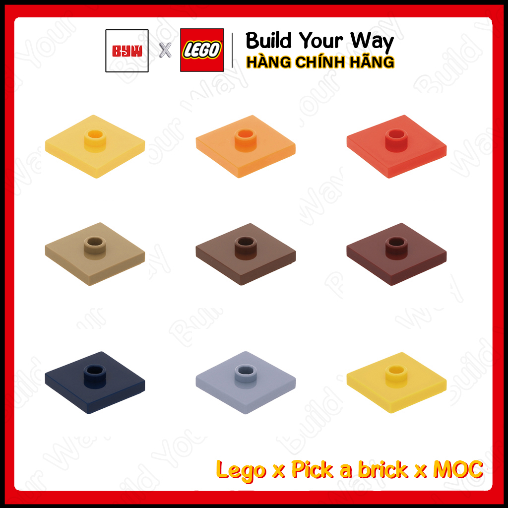 Gạch Lego chính hãng Tấm 2x2 có 1 nút ở giữa / 87580: Plate, Modified 2 ...