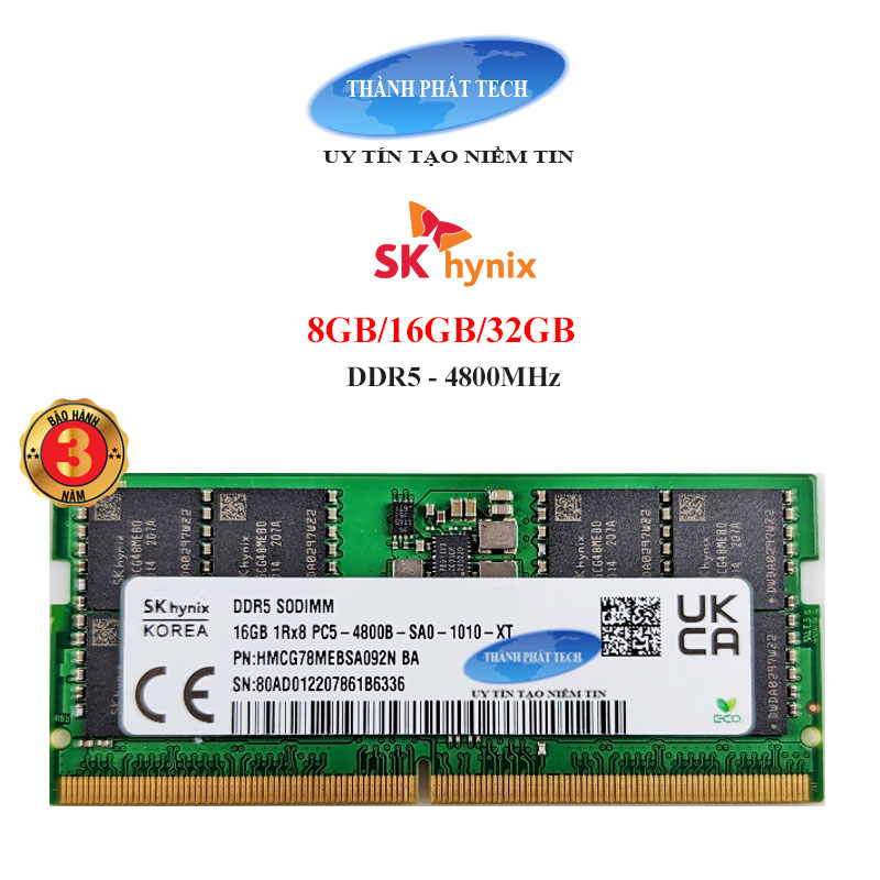Ram laptop DDR5 Skhynix 8GB / 16GB / 32GB Bus 4800.Chính hãng,bảo hành ...