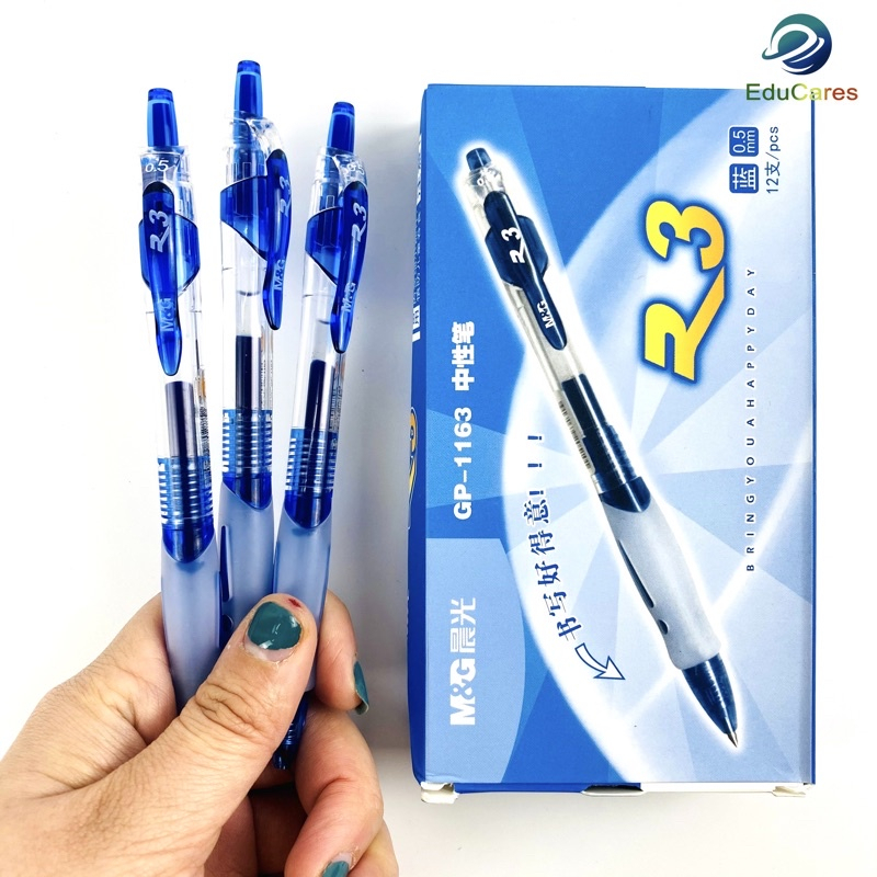 [Giá sỉ] Combo 1 hộp 12 Bút Béo MG 1163, Bút Nước, Bút bi bấm béo, bút ...