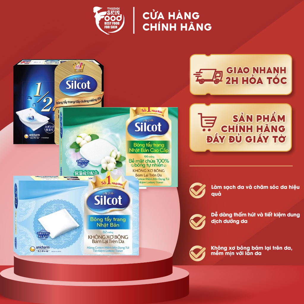 Bông Tẩy Trang Cao Cấp, Nhiều Lớp, Không Xù, Không Xơ Nhật Bản Silcot Velvet Touch Cotton ...