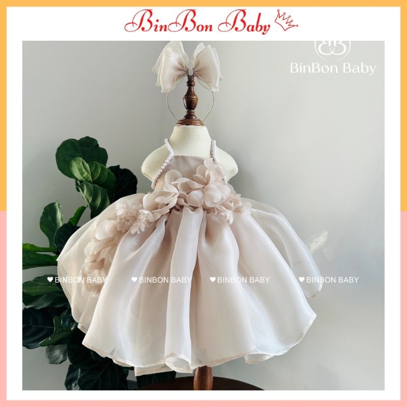Váy công chúa cho bé BINNBON BABY,Váy yếm hoa viền ngực cho bé | Shopee ...