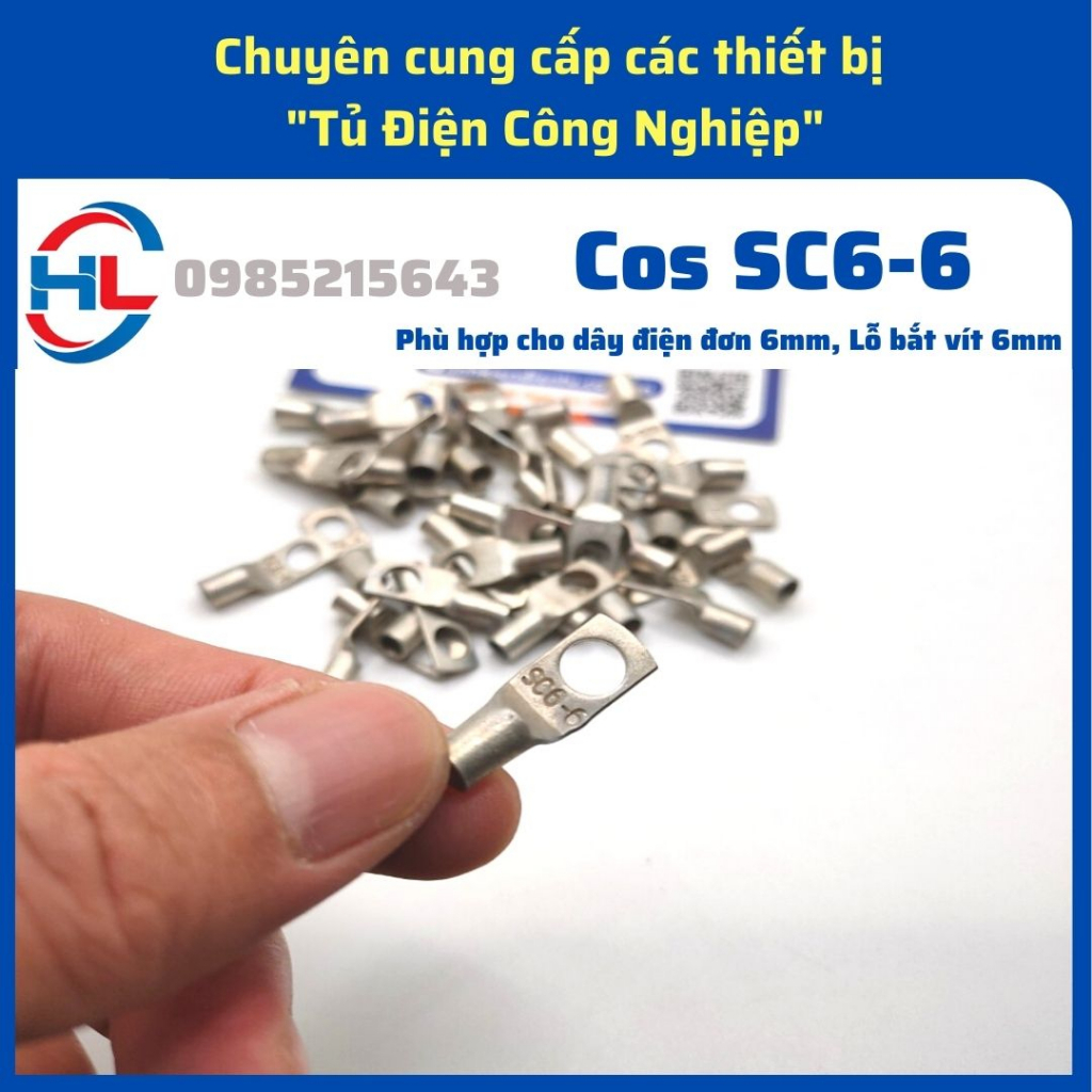 Đầu Cos SC6-6, cos SC, đầu cos tròn trần, cos đồng, bịt đầu SC bằng đồng, đầu cos dùng cho dây ...