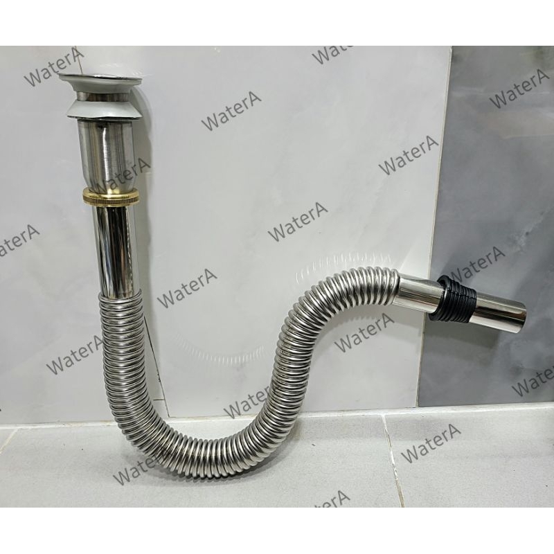 Xi phông chậu rửa mặt, bộ xả lavabo inox lò xo bẻ được gắn được nhiều ...