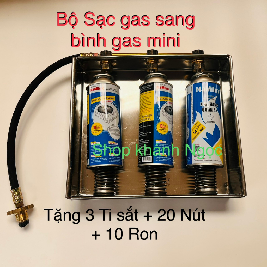 Mâm sạc Máng Sạc gas mini 3 Ngăn Ti kim loại Dây bấm thủy lực +TẶNG kèm ...