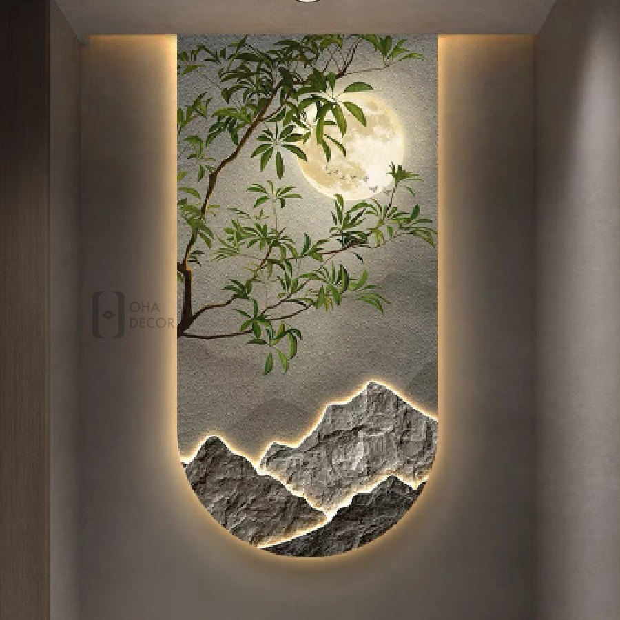 Tranh Cắt 3D LED Phong Cảnh Tráng Gương Trang Trí Phòng Khách Hiện Đại ...