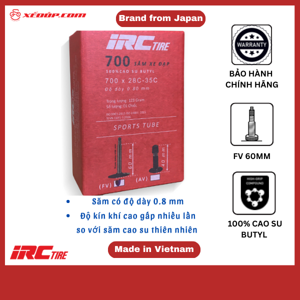 Săm Xe Đạp Thể Thao Cao Cấp IRC Nhật Bản Cỡ 700x28C-35C FV60 | Shopee ...