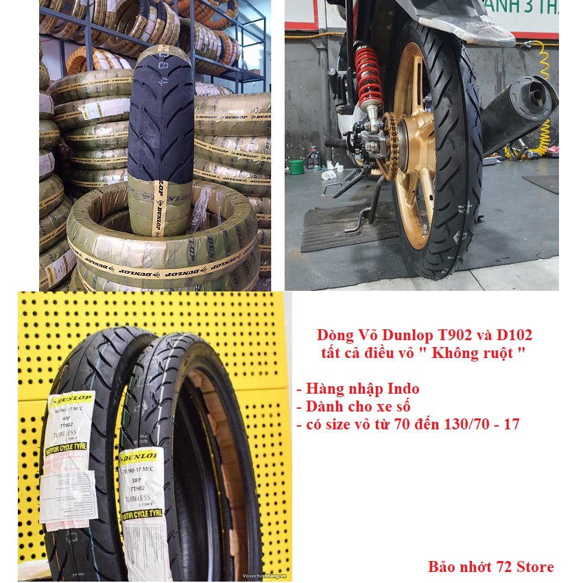 Vỏ xe máy Dunlop T902 “ không ruột “ Xe số, nhập Indo chính hãng | Shopee Việt Nam