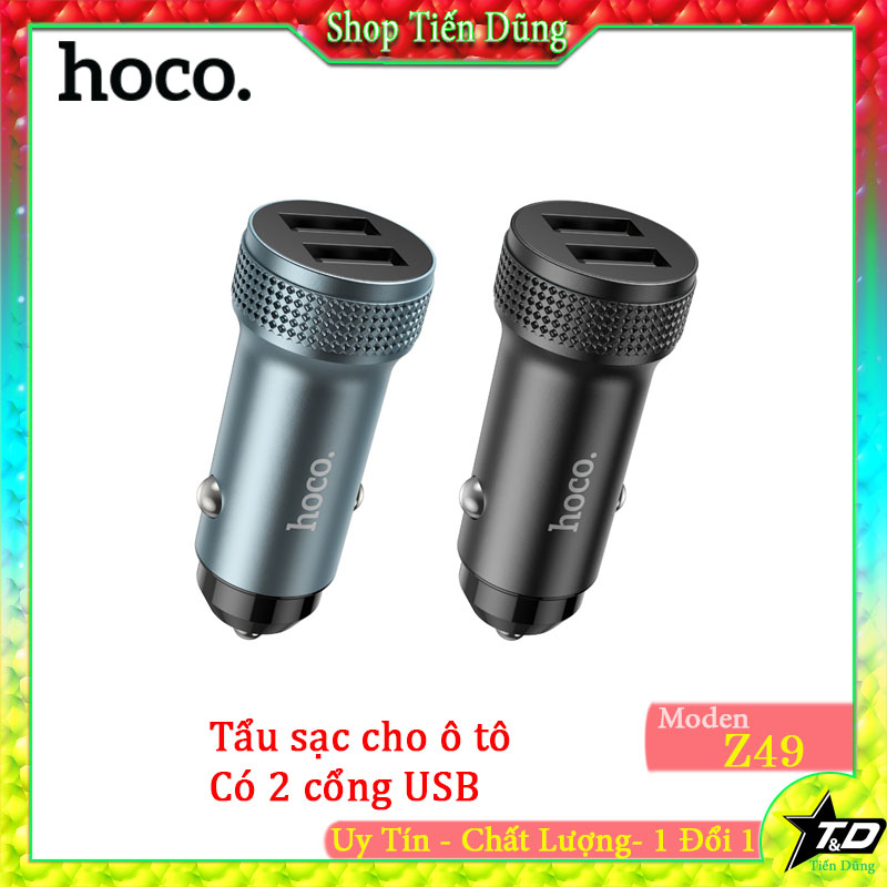 Tẩu sạc xe ô tô Hoco Z49 có 2 cổng USB có 2 màu lựa chọn | Shopee Việt Nam