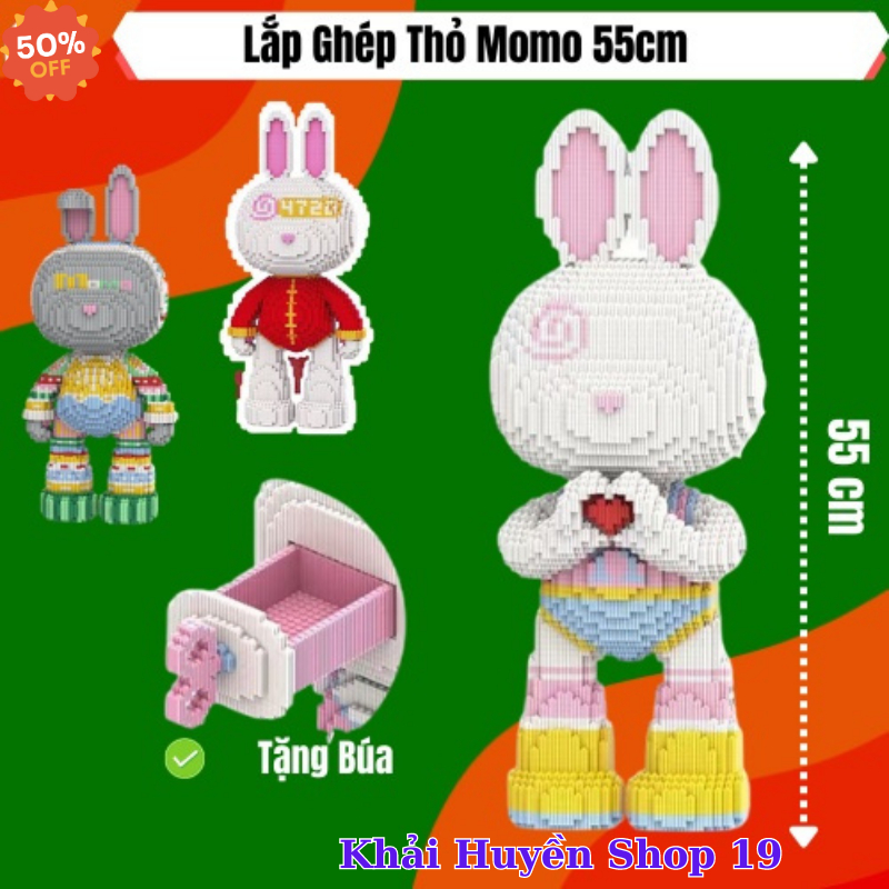 Mô hình lắp ráp thỏ MOMO dễ thương 56cm xinz, Lego Thỏ Xám, Thỏ MOMO ...
