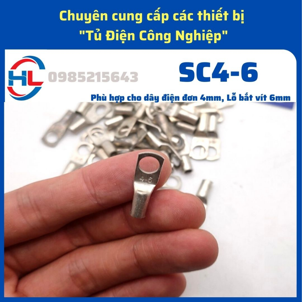 Đầu Cos SC4-6, cos SC, đầu cos tròn trần, cos đồng, bịt đầu SC bằng ...