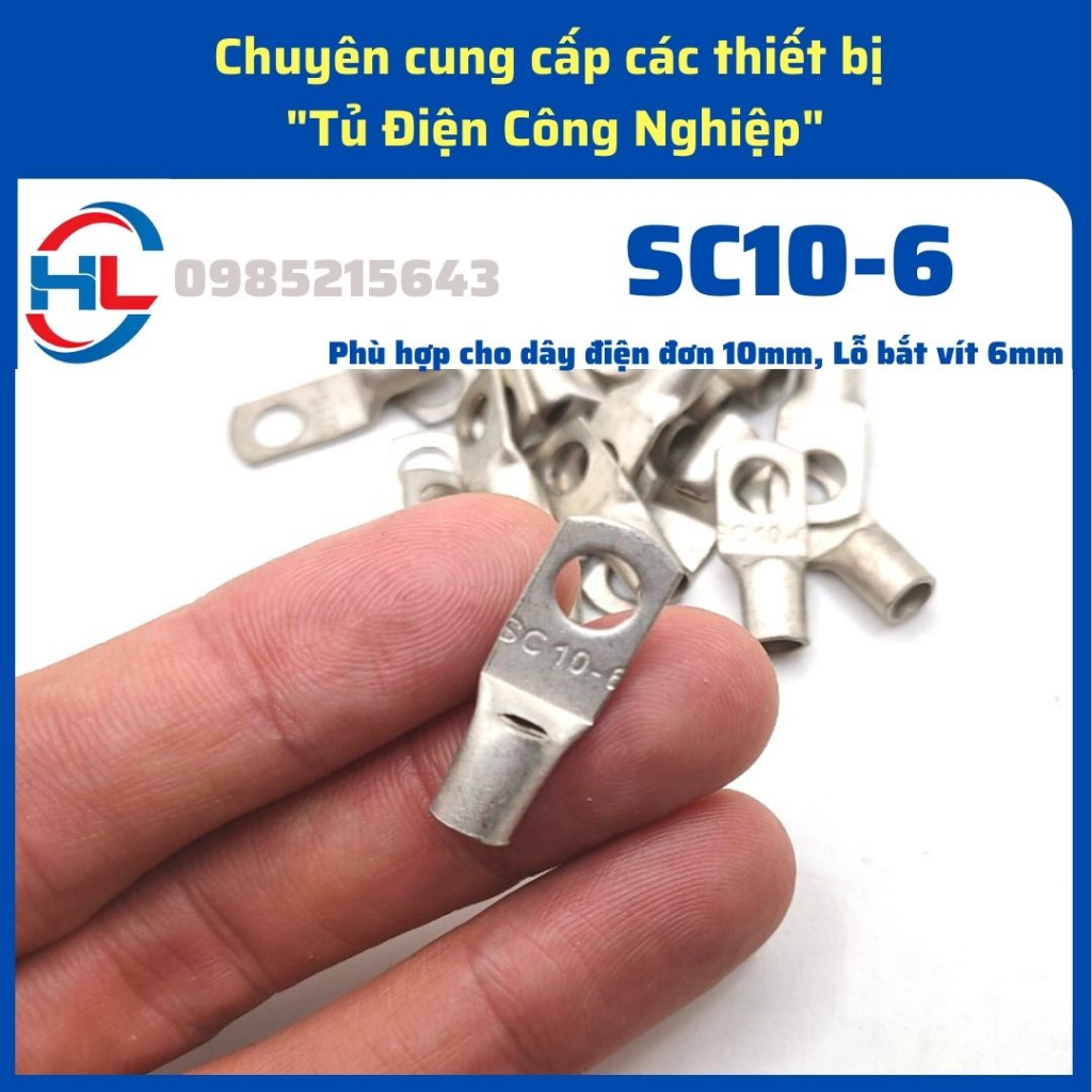Đầu Cos SC10-6, cos SC, đầu cos tròn trần, cos đồng, bịt đầu SC bằng ...