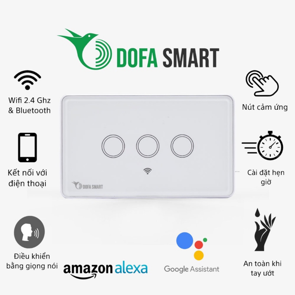 [CHÍNH HÃNG] Công tắc cảm ứng thông minh DOFA - 3 nút - Wifi - Kết nối ...