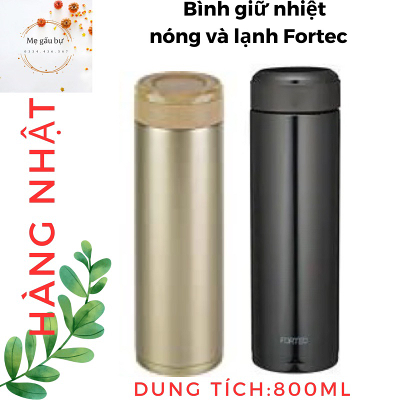 [Sẵn, Đen/ vàng / hồng] Bình giữ nhiệt nóng và lạnh Fortec 800ml nội địa Nhât | Shopee Việt Nam