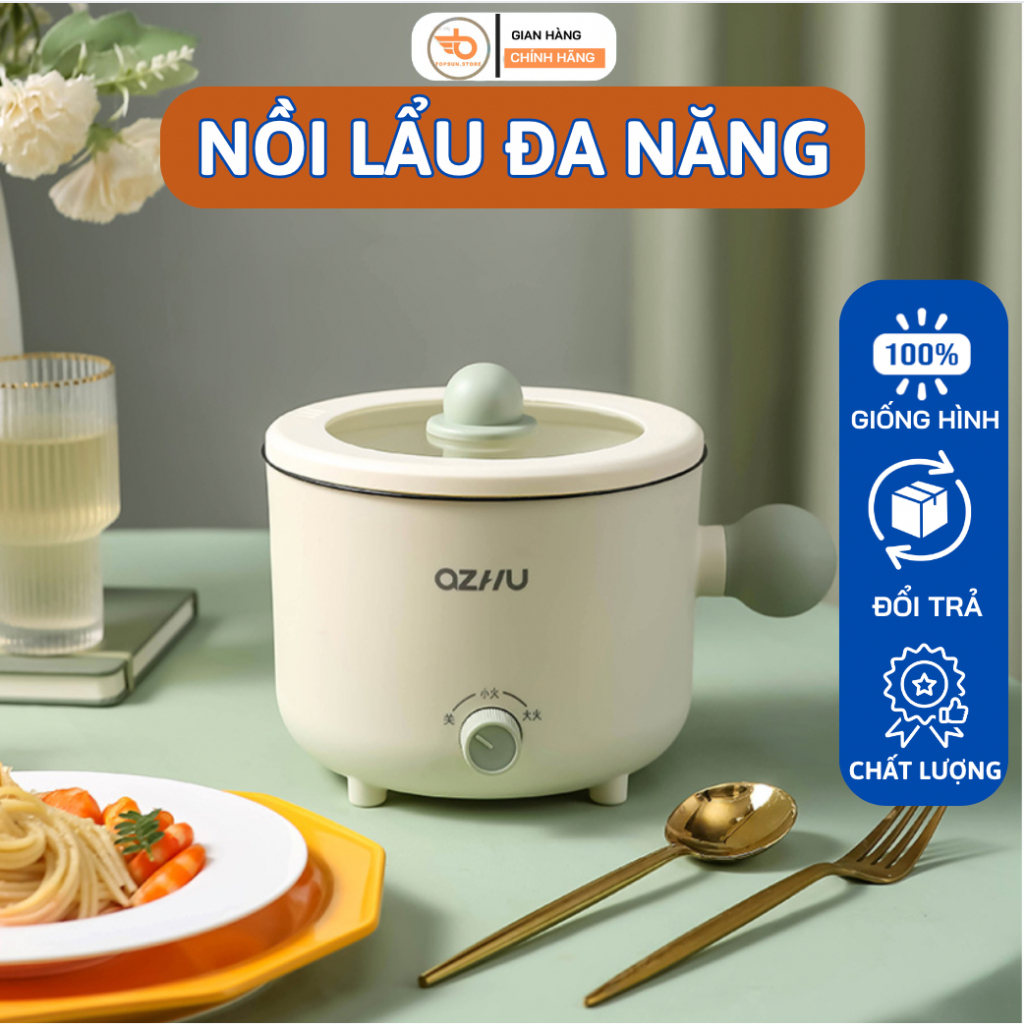 Nồi điện đa năng , nồi lẩu mini đa năng kèm khay hấp, chất liệu chống ...