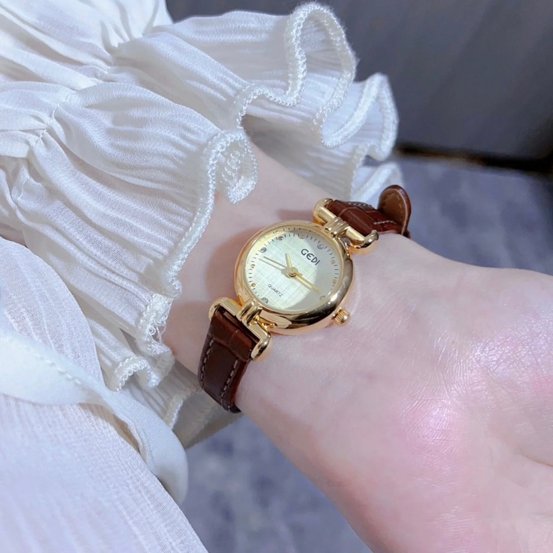 Đồng hồ nữ chính hãng Gedi 7771 dây da mặt tròn phù hợp làm quà tặng ...