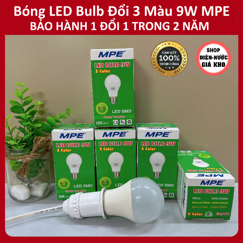 Bóng LED Bulb Đổi 3 Màu 9W MPE CHÍNH HÃNG LB-9/3C | Shopee Việt Nam