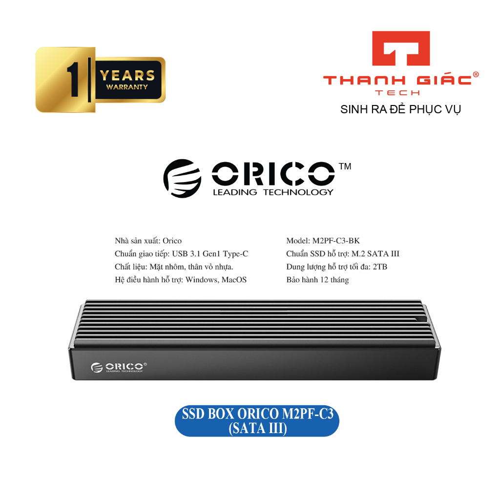 Box SSD M2 ORICO M2PF-C3 Type C Tản Nhiệt Nhôm Cao Cấp | Shopee Việt Nam