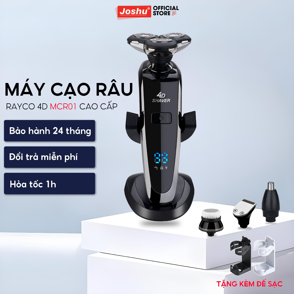 Máy cạo râu Rayco 4D Shaver có đế sạc, cạo nhanh không đau rát, kháng ...