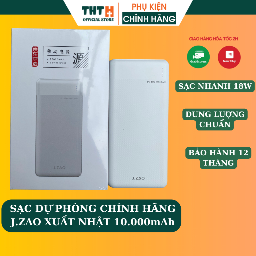 Sạc dự phòng 10000mAh chính hãng Xuất Nhật J.ZAO Cho mọi dòng máy Bảo ...