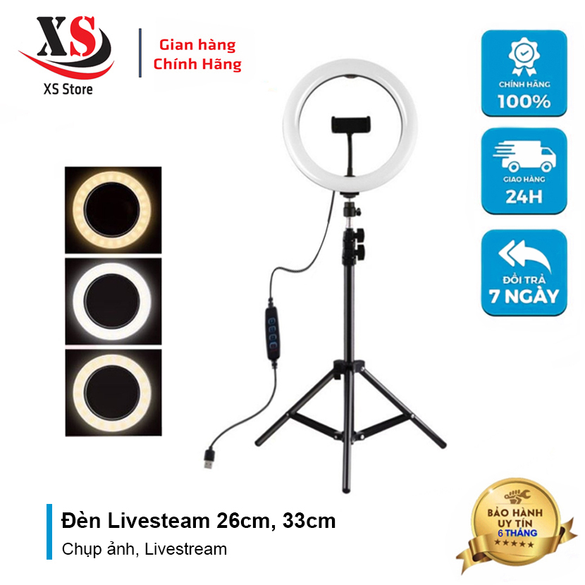 Đèn Livestream Size 26cm, 33cm, 45cm Kèm Chân 2M1, Đèn Led 3 Chế Độ Màu ...