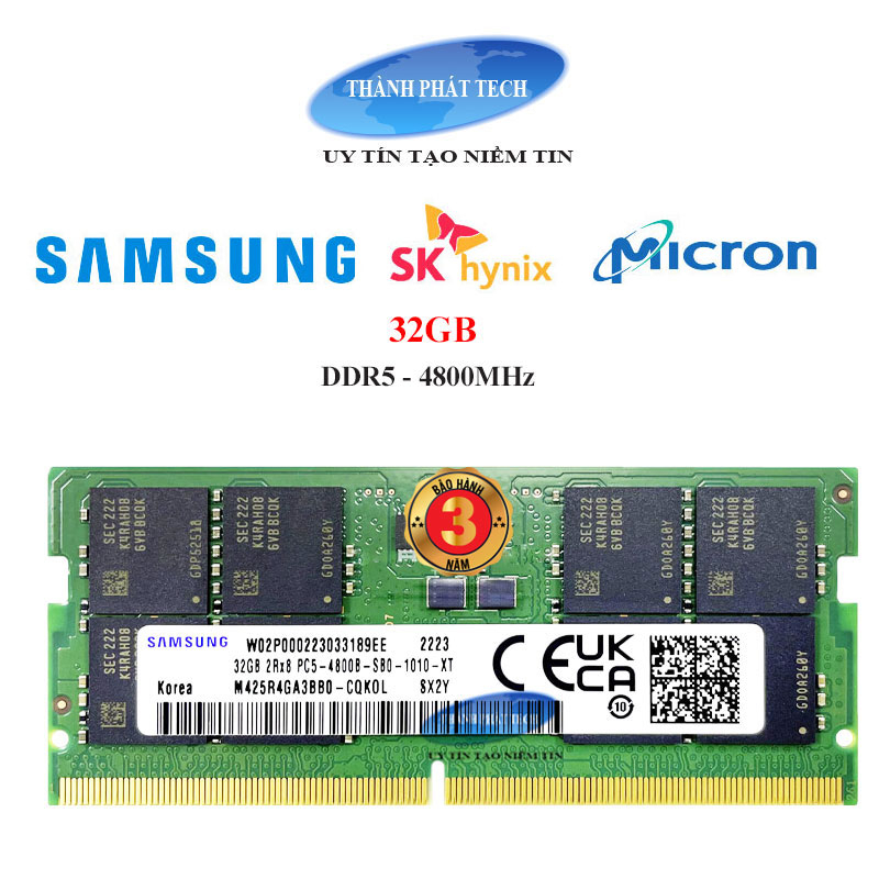 Ram laptop DDR5 32GB Samsung/ Sk hynix/ Micron/ Crucial Bus 5600/4800.Chính hãng,bảo hành hành 1 ...