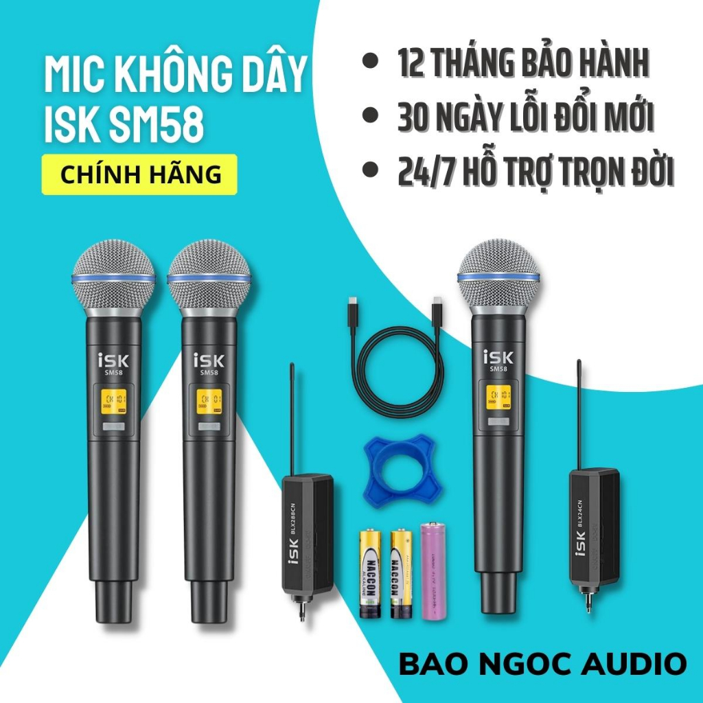 Micro Thu Âm Mic Livestream ISK SM58 Loại Cầm Tay - Mic Không Dây BLX24CN/SM58 Dùng Cho Sound ...