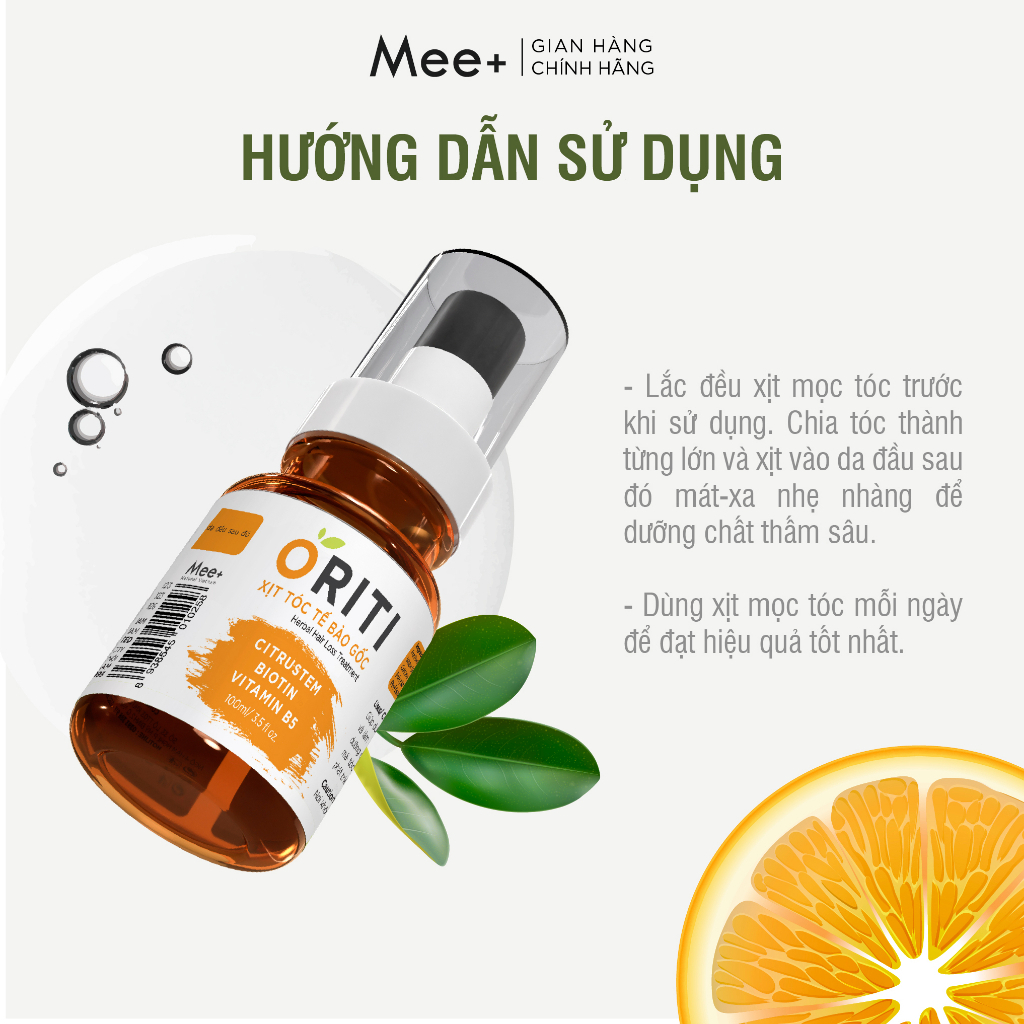 Xịt mọc tóc ORITI 100ml , kích mọc tóc tế bào gốc cam ngăn rụng tóc ...