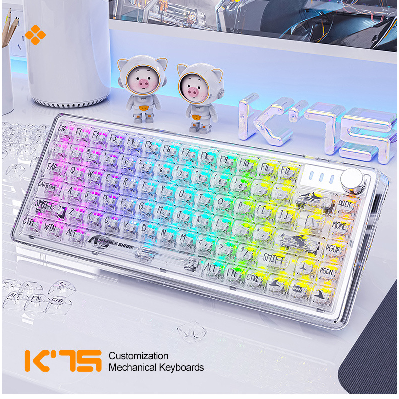 Bàn Phím Cơ Attack Shark K75 RGB Clear Có Núm, Lót Full Foam Silicon ...