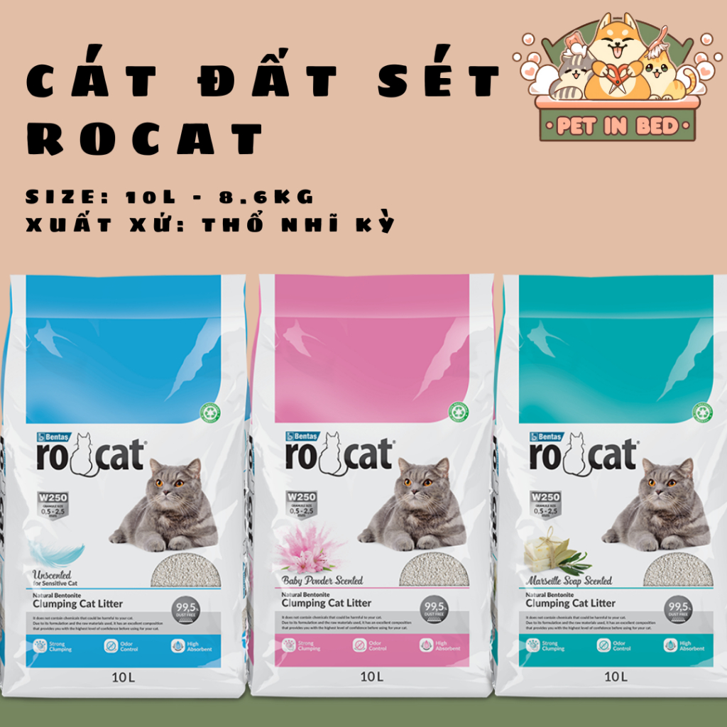 Rocat (10L - 8.6kg) / Cát đất sét cao cấp nhập khẩu Thổ Nhĩ Kỳ, không ...