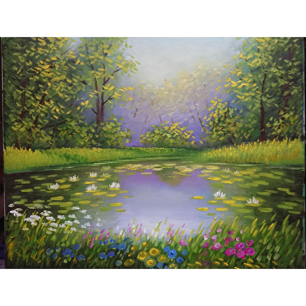 Ao Sen (Mẫu 2) - Tranh Sơn Dầu Vẽ Tay 40x50cm | Shopee Việt Nam