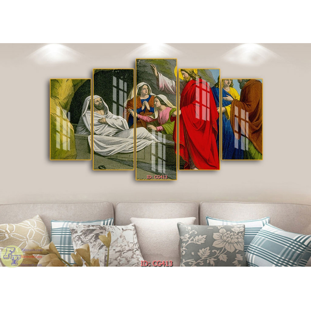 Bộ 5 Tranh Tráng Gương Treo Tường Tôn Giáo Hình Chúa Giê-su Và Mọi ...