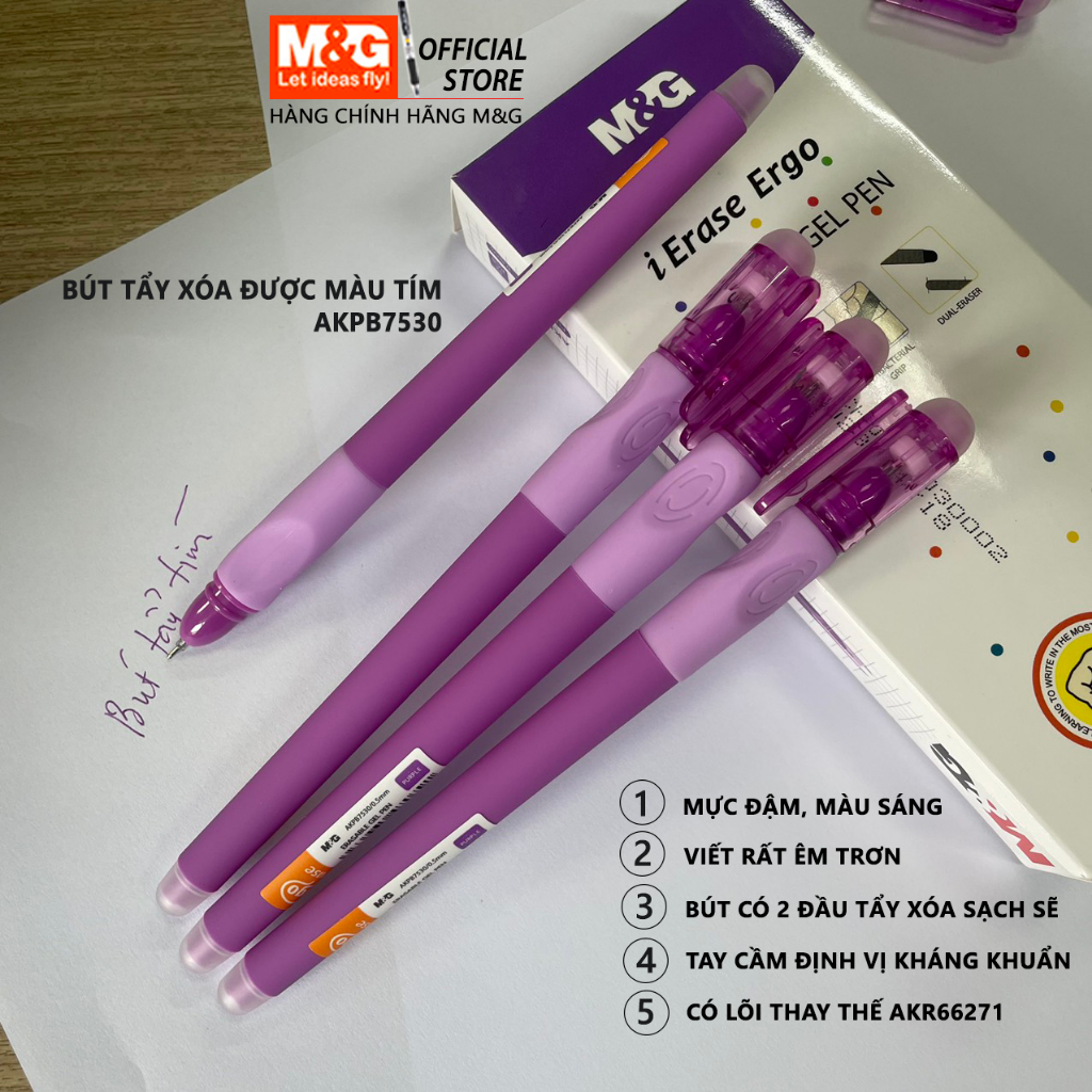 Combo 3/5/12 Bút Viết Tẩy Xóa Được Học Sinh AKPB7530 Chính Hãng M&G Màu ...