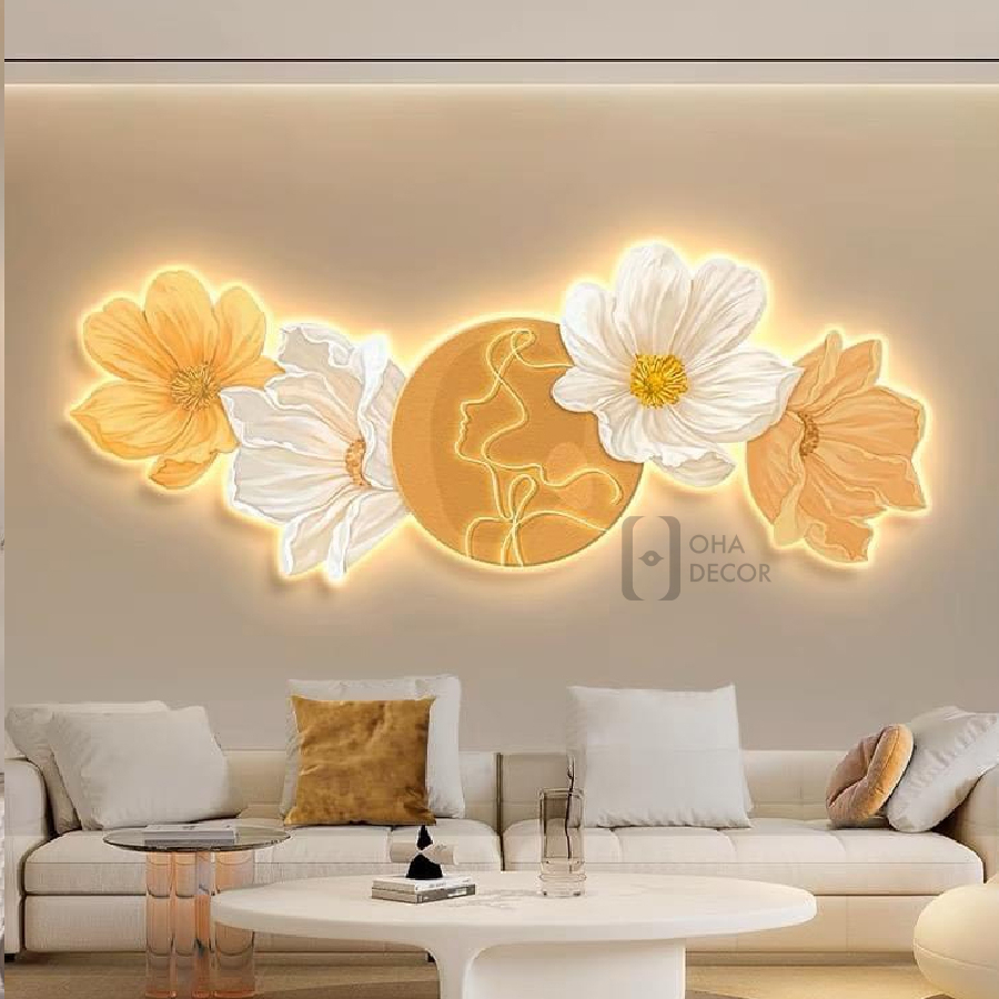 Tranh Cắt 3D Led Hoa Xinh Trang Trí Phòng Ngủ, Phòng Khách, Quán Cà Phê ...