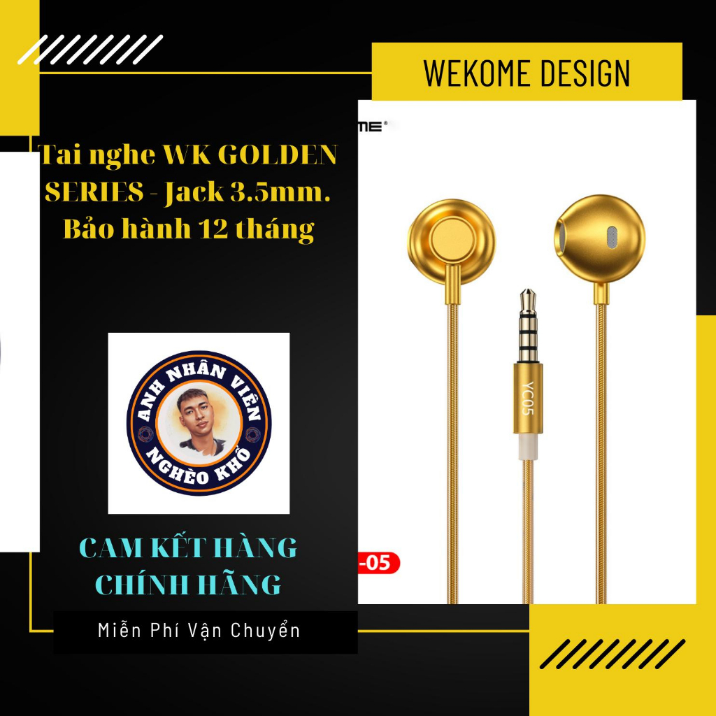 Tai Nghe GOLDEN SERIES WK Design YC05 chính hãng bảo hành 24 tháng ...