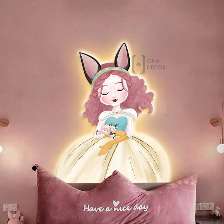 Tranh Cắt 3D LED Cô Gái Tráng Gương Trang Trí Nhà Phòng Khách Quán Cà ...